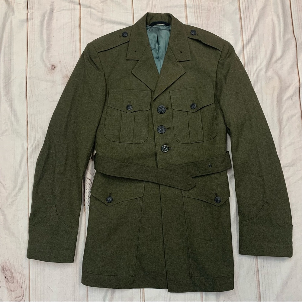 Men's Military Olive Green 32 Belted Shoulder Epaulet… - Gem
